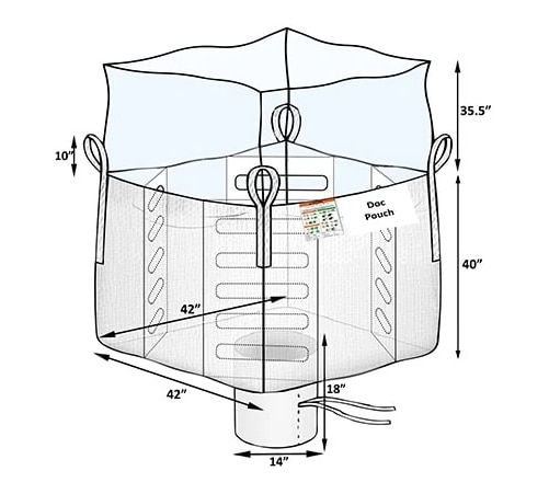 Baffle Bulk Bag 42" x 42" x 40" Duffel Top, Spout Bottom